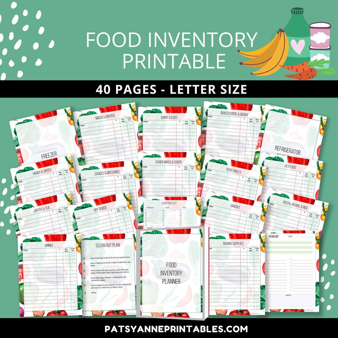 Food Inventory Planner Printable Food Inventory Printable Instant ...
