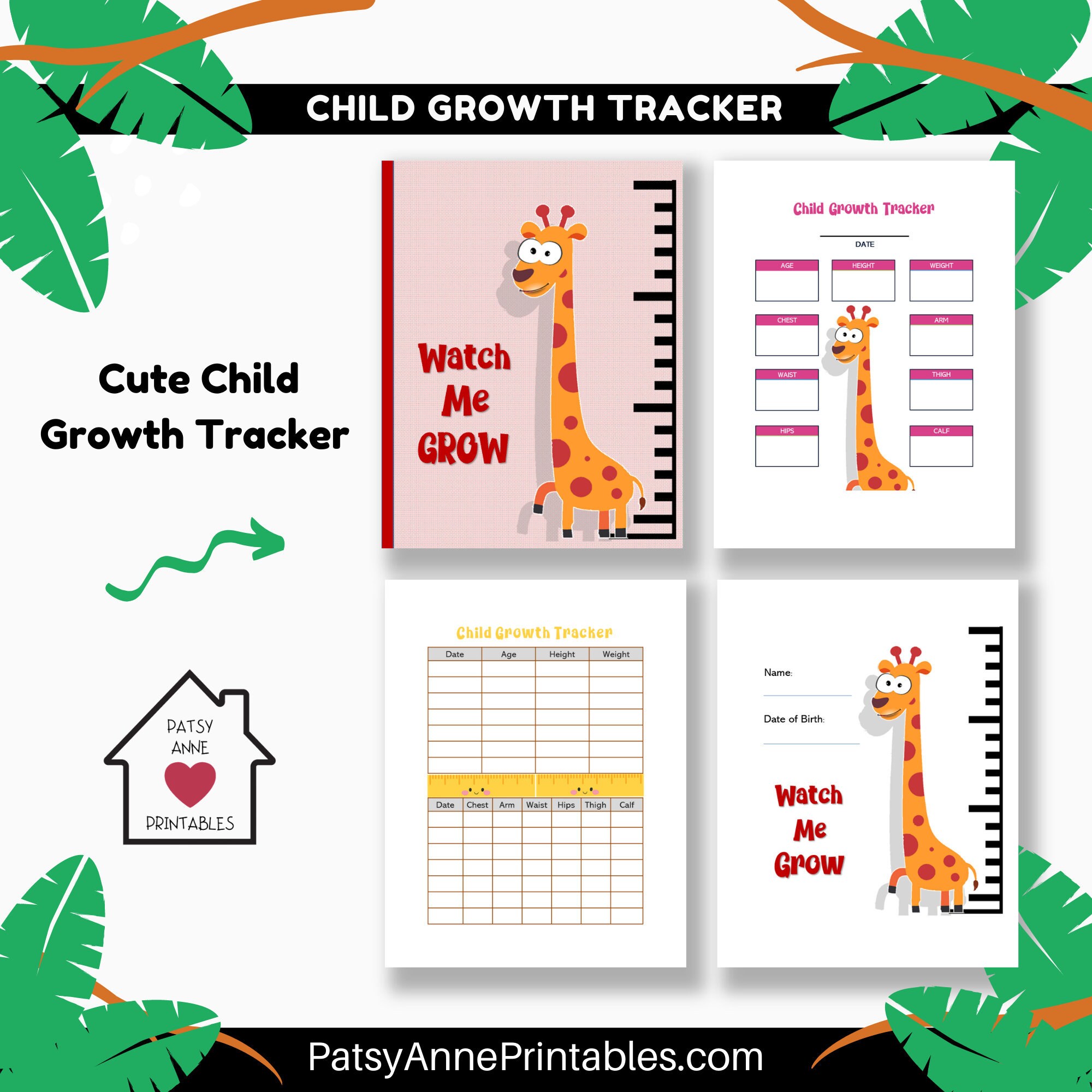 Cute Giraffe Child Growth Tracker - Etsy