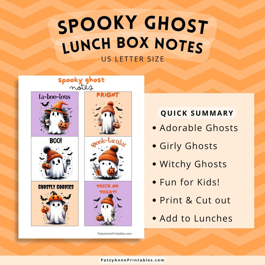 18 Spooky Ghost Lunch Box Notes Halloween Printable Instant Download - Etsy