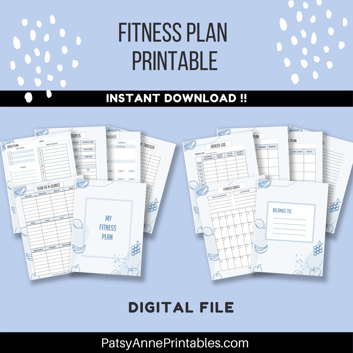 My Fitness Plan Health Planner Printable Health & Fitness Printable - Etsy