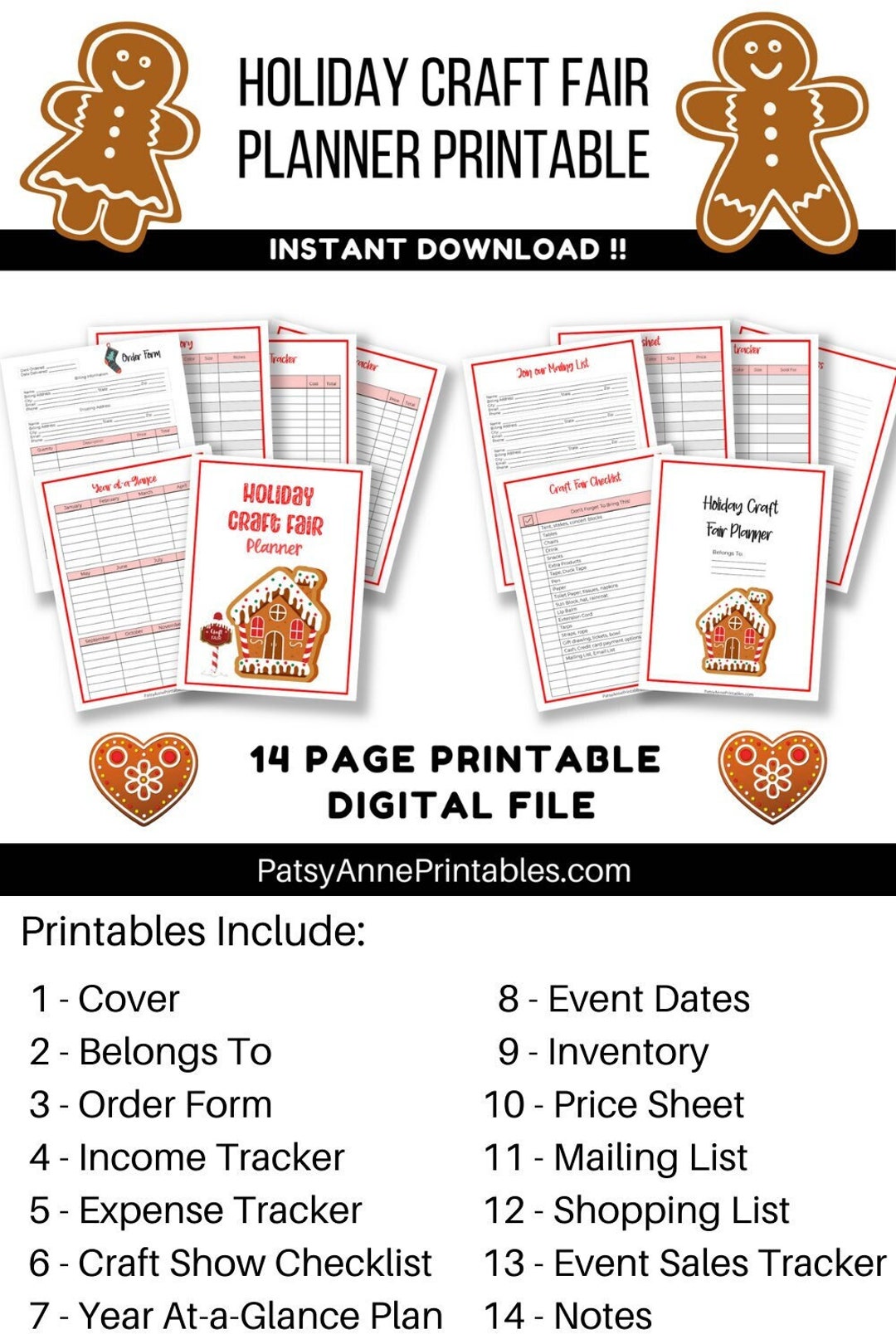 Holiday Craft Fair Planner, Holiday Craft Show Planner Printable ...