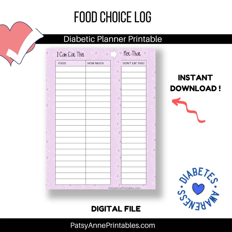 My Diabetic Planner in Pink | Diabetic Planner Printable | Diabetes Log ...