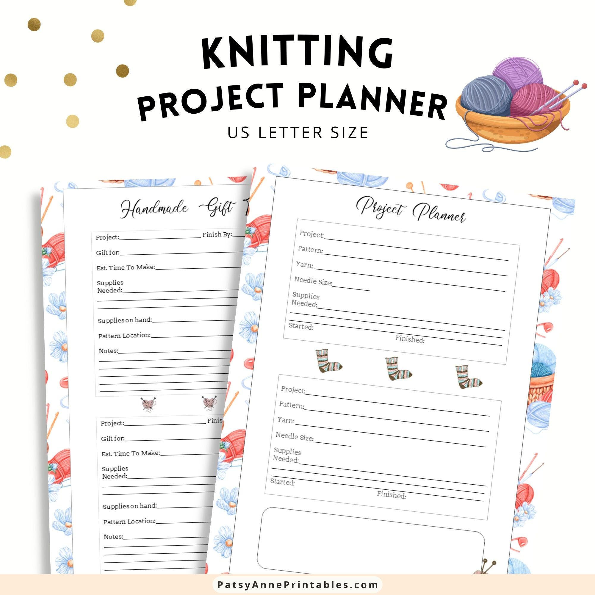 Knitting Project Planner Printable, DIY Craft Ideas, I Love Knitting ...