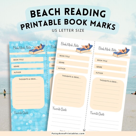 Beach Reading Printable Book Marks Quickly Review Books - Etsy