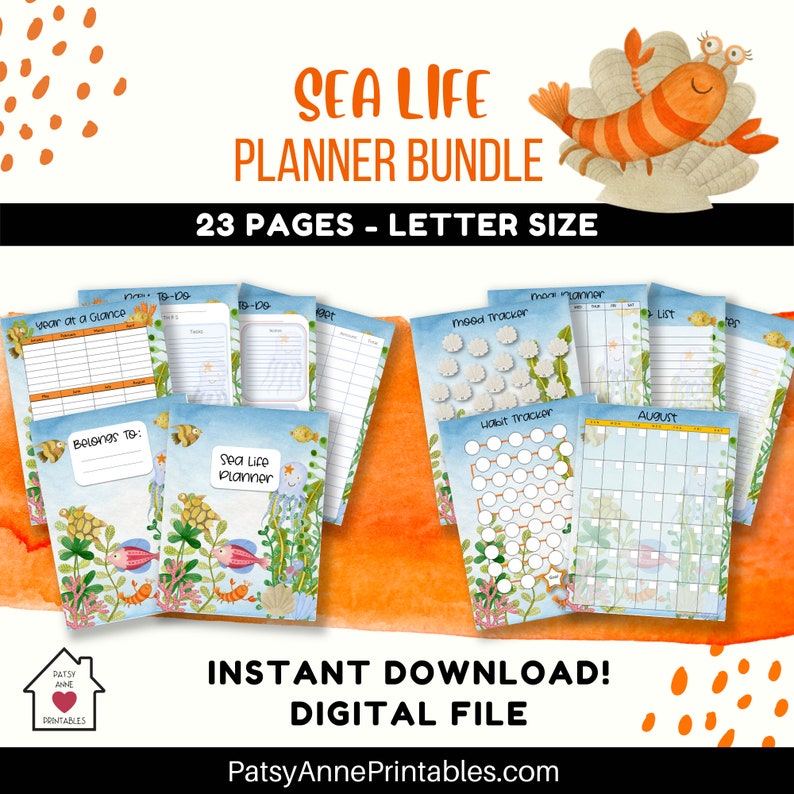 Sea Life Planner Bundle Printable | Printable Sea Life Planner Bundle ...