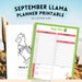 September Llama Planner Printable, Calendar, Goals, Daily Plan ...