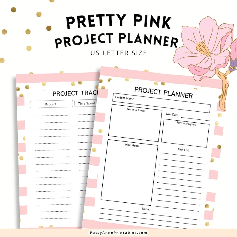 Pretty Pink Project Planner, Plan and Track Each Project, Instant ...