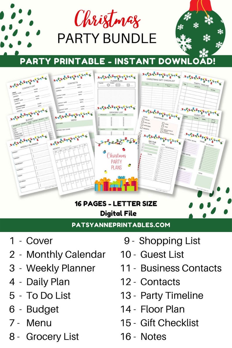 Christmas Party Bundle Christmas Party Printable Instant Download - Etsy