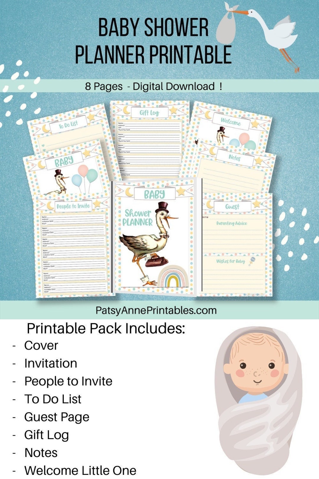 Baby Shower Planner Printable | Baby Shower Journal - Etsy