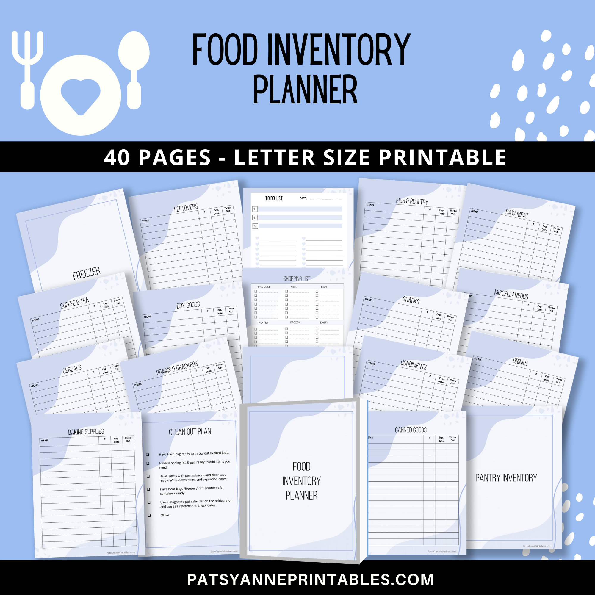 Food Inventory Planner Printable, Pantry, Refrigerator, Freezer ...