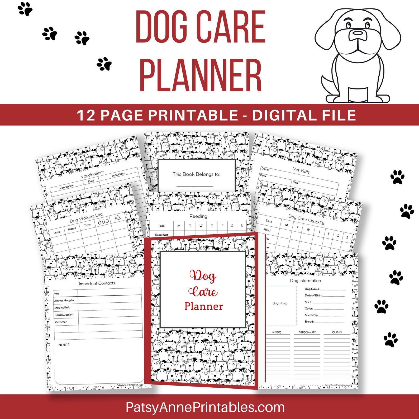 Dog Care Planner Printable | Dog Care Notebook | Instant Download! - Etsy