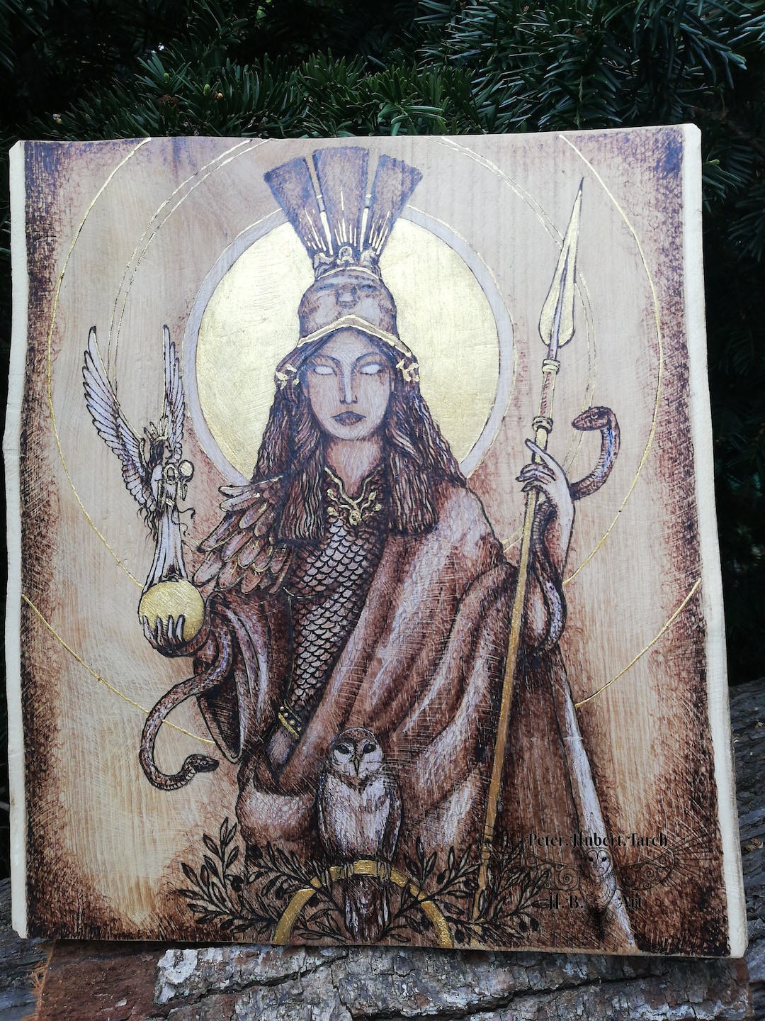 ATHENA Greek Goddess Athena Wooden Image Palas Athena Minerva ...