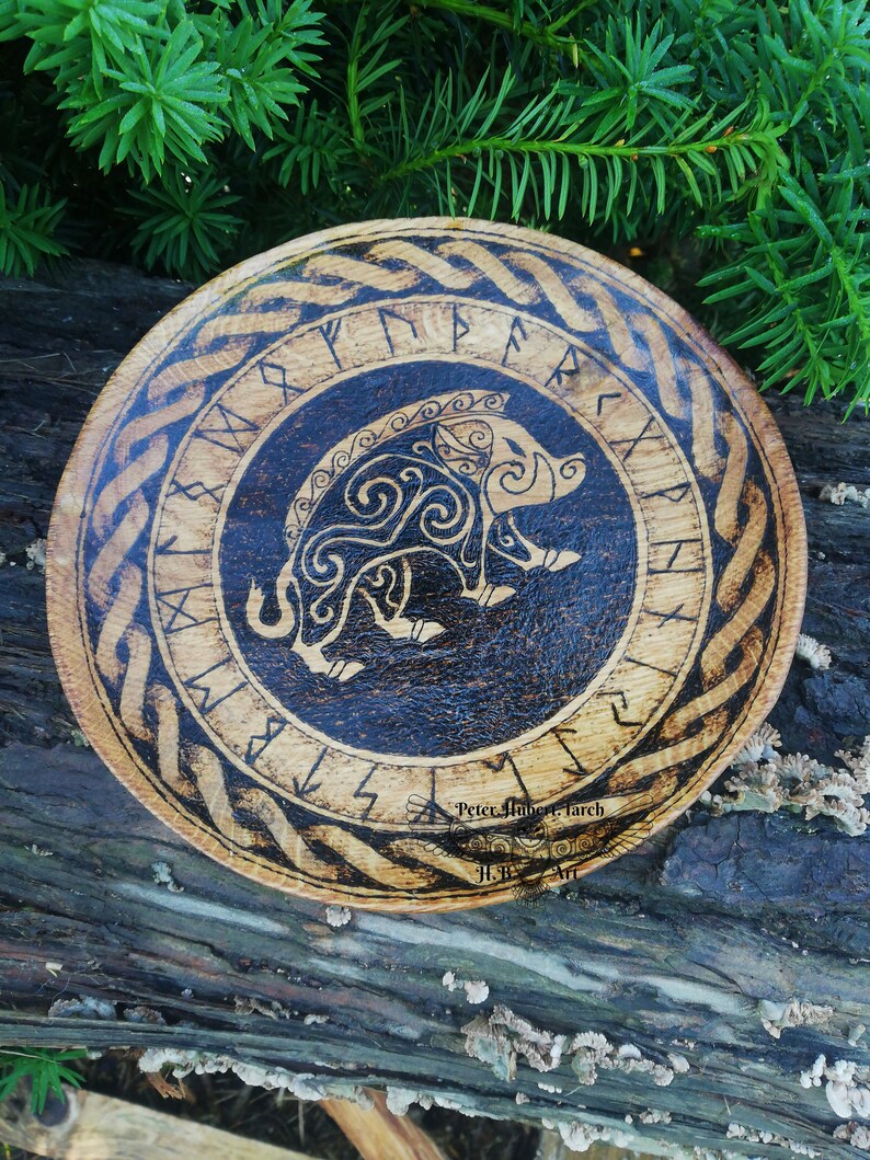 CELTIC BOAR Wooden Plate Gullinbursti Wooden Plate With - Etsy