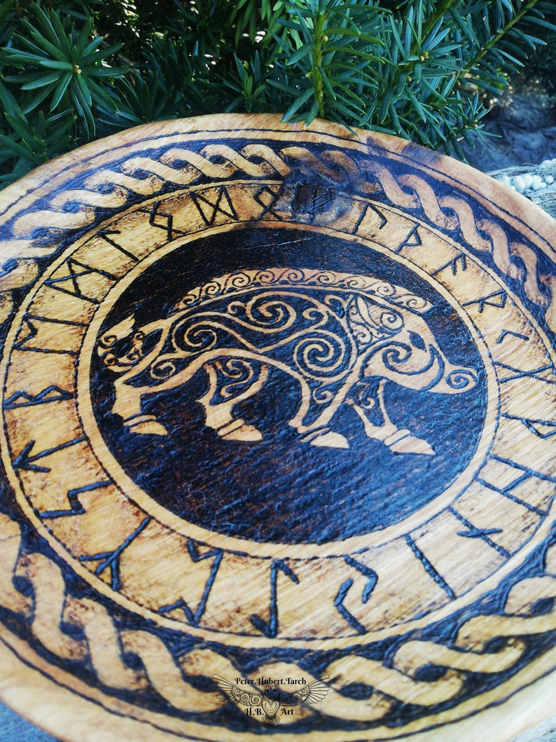 CELTIC BOAR Wooden Plate Gullinbursti Wooden Plate With - Etsy