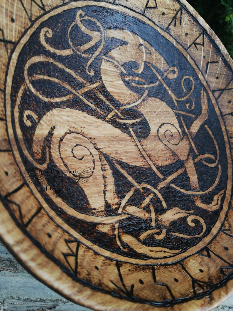 Viking Dragon Wooden Bowl Viking Bowl With Hand Burned - Etsy
