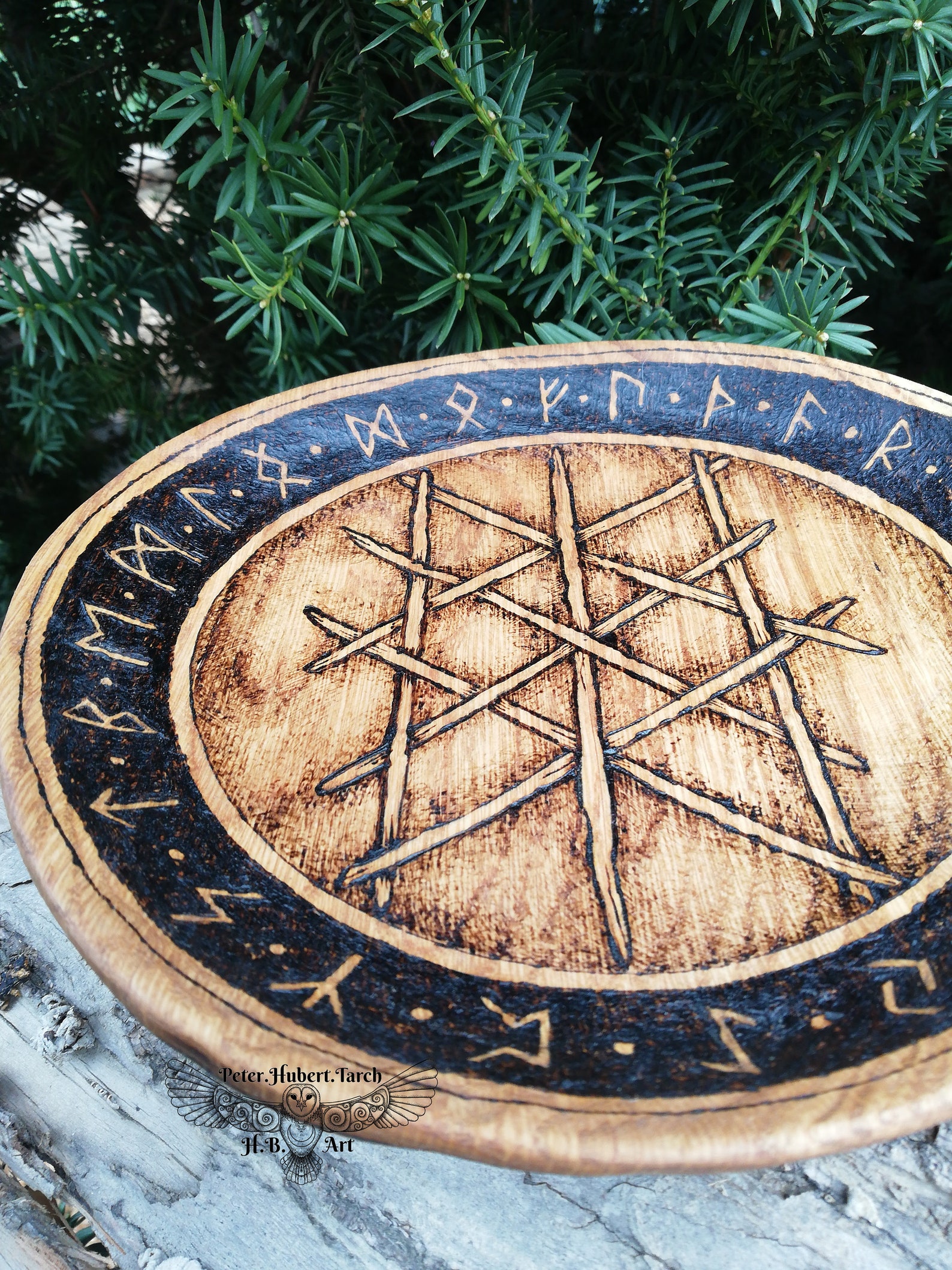 Web of Wyrd Wooden Plate /wooden Plate With Futhark Runes and - Etsy
