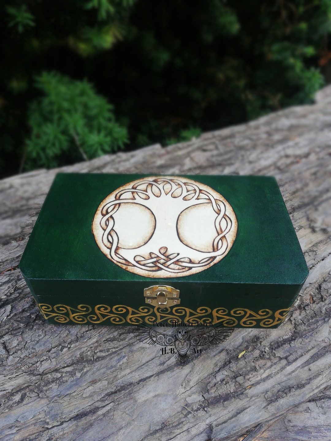 Celtic Wooden Box Celtic Tree of Life and Golden Triskelion - Etsy