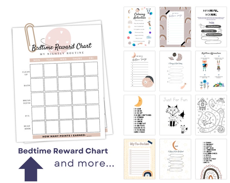 Bedtime Journal, Bedtime Routine Chart, Kids Bedtime Routine Chart ...