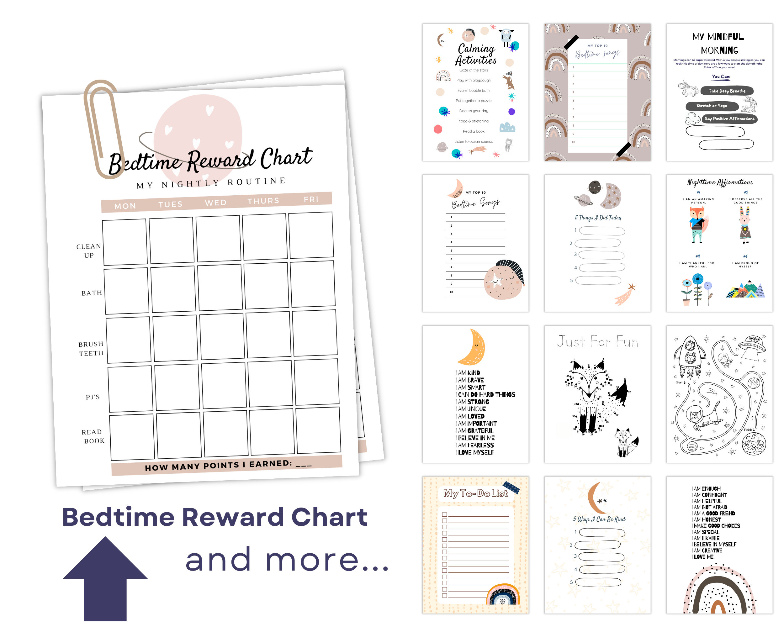 Bedtime Journal, Bedtime Routine Chart, Kids Bedtime Routine Chart ...