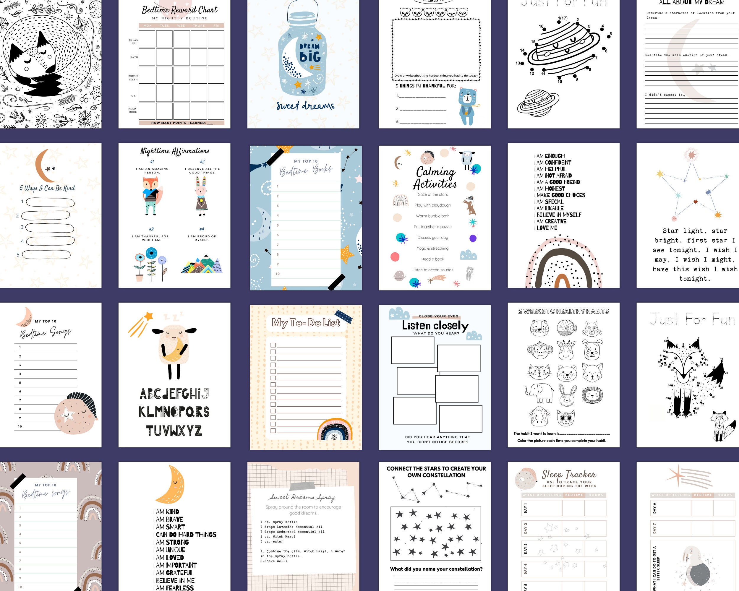 Bedtime Journal, Bedtime Routine Chart, Kids Bedtime Routine Chart ...