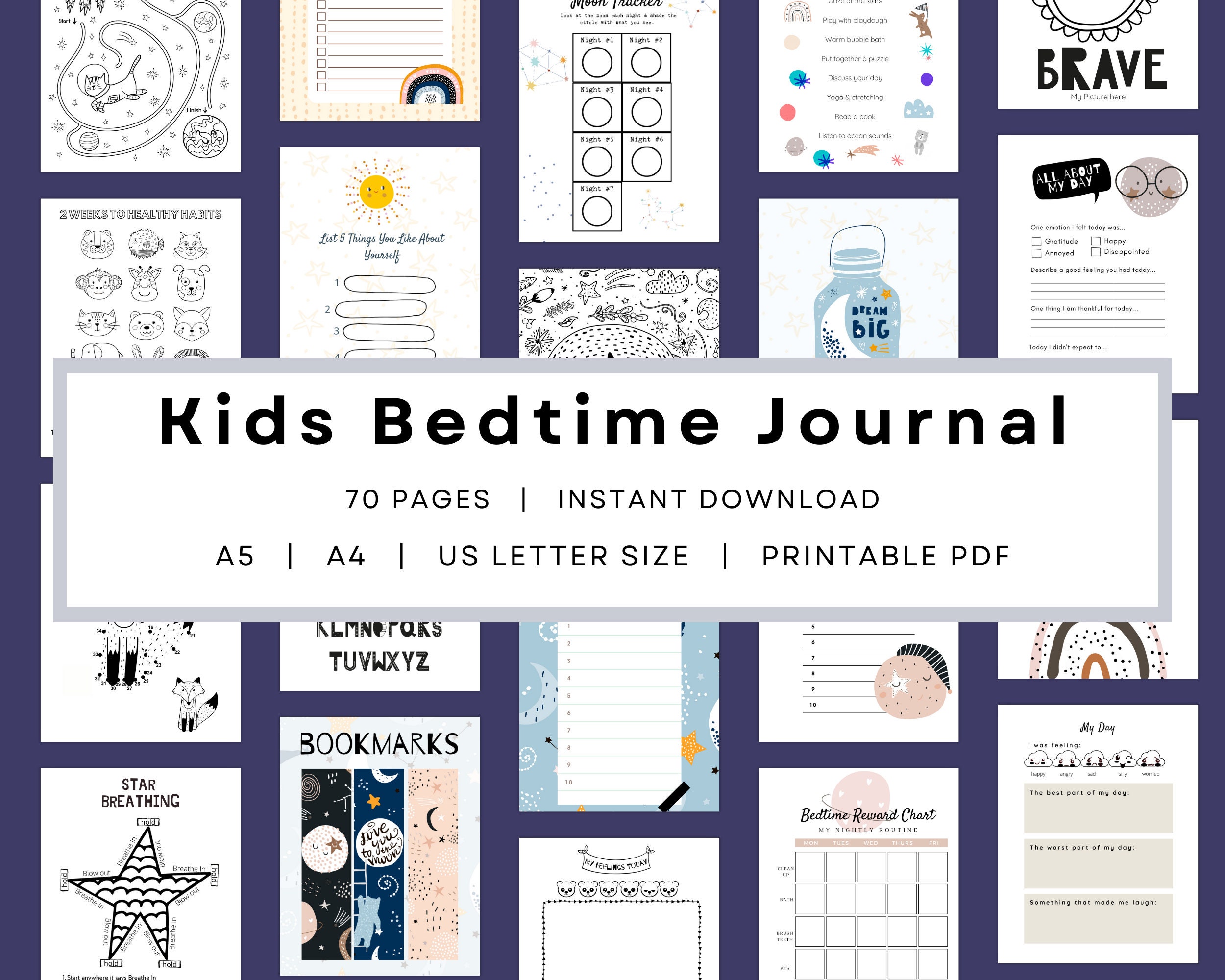 Bedtime Journal, Bedtime Routine Chart, Kids Bedtime Routine Chart ...