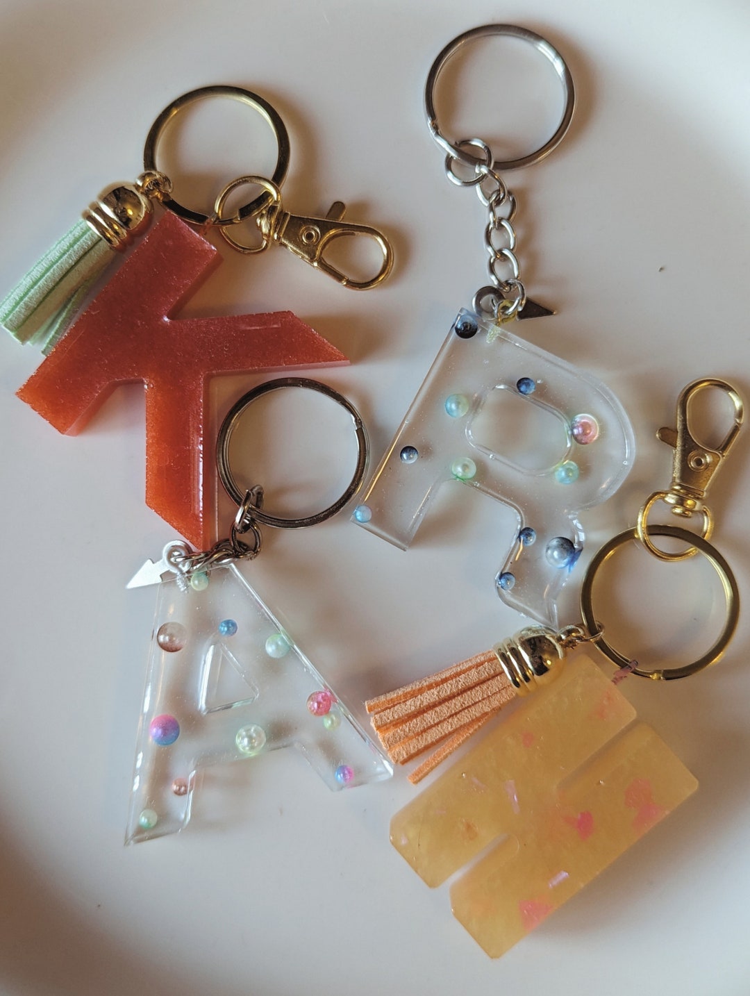 Custom Resin Alphabet Letter Keychain With Tassell - Etsy