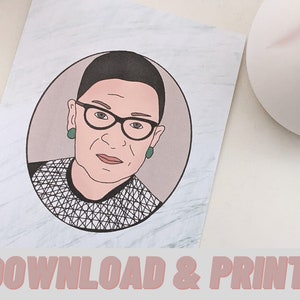 Ruth Bader Ginsburg Printable Hand-drawn Greeting Card - Etsy