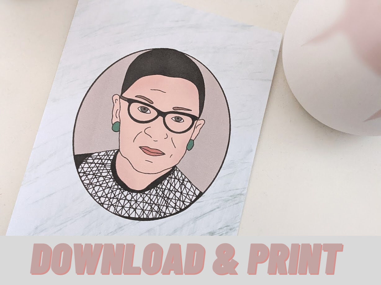Ruth Bader Ginsburg Printable Hand-drawn Greeting Card - Etsy