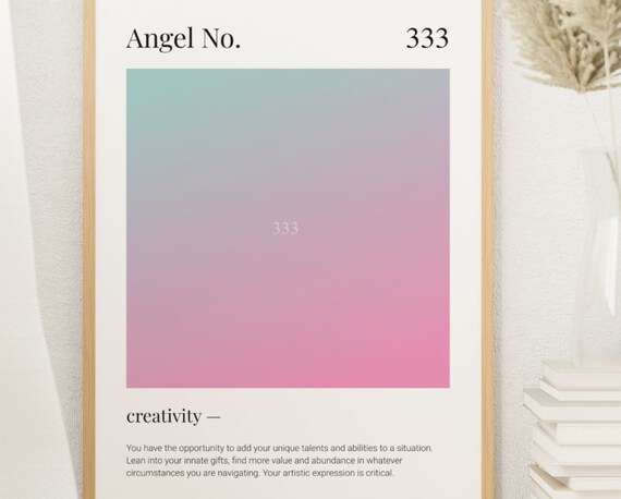 333 Angel Number Printable Wall Art Gradient Poster Minimal - Etsy