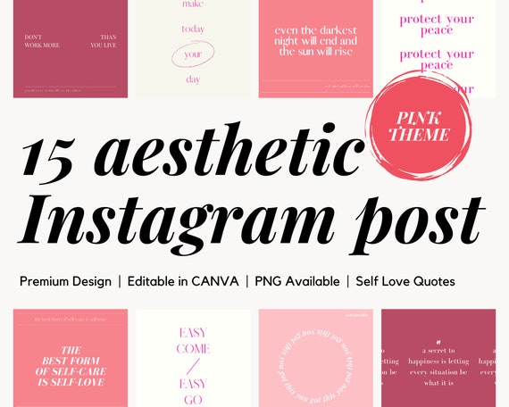 15 Pink Aesthetic Post Bundle Instagram Post Self-love - Etsy