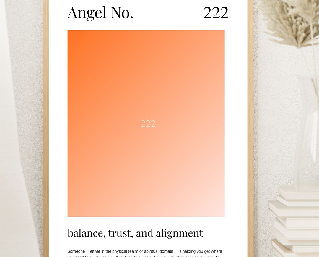 222 Angel Number Printable Wall Art - Gradient Poster, Minimal Art ...