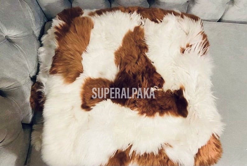 Alpaca Fur Throw White and Brown Color Handmade in Peru | Etsy