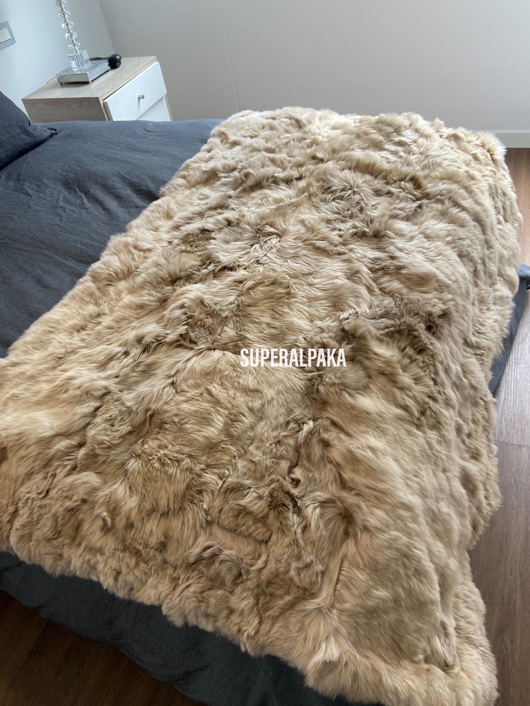 Alpaca Fur Throw Soft Brown Color Handmade in Peru, Alpaca Real Fur ...