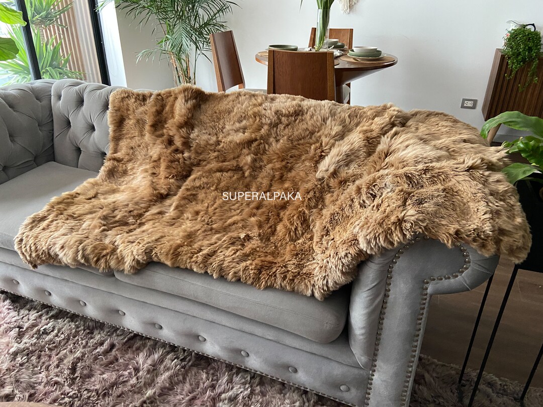 Luxurious Alpaca Fur Throw, Camel Color Handmade in Peru, Alpaca Real ...