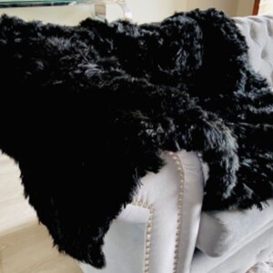 Black Alpaca Fur Throw Handmade in Peru, Alpaca Real Fur Throw Blanket ...