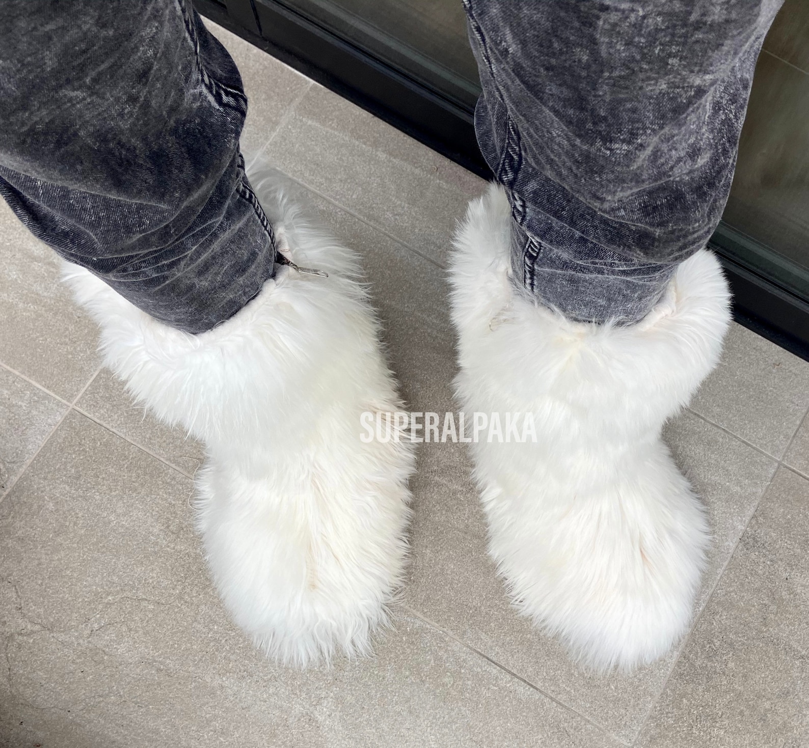 White Indoor Alpaca Fur Boots/slippers Rubber Sole Alpaca - Etsy