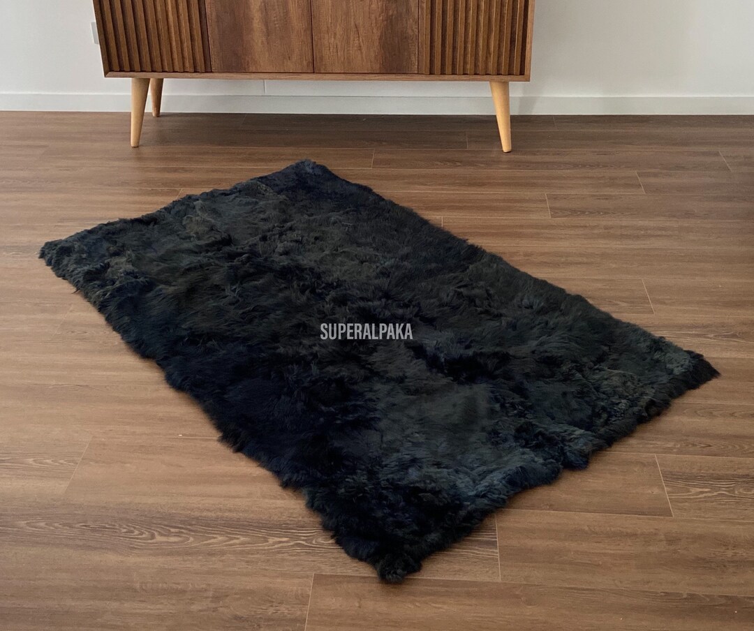 Luxurious Black Alpaca Fur Rug Alpaca Real Fur Rug Plush - Etsy