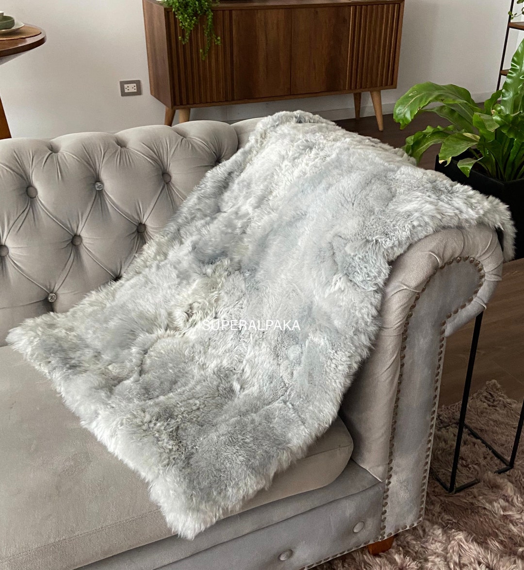 Luxurious Alpaca Fur Throw Silver Color Handmade in Peru - Etsy