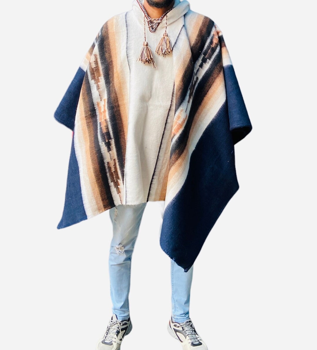 Alpaca Poncho for Mens Peruvian Alpaca Poncho Hooded Cowboy and Western ...