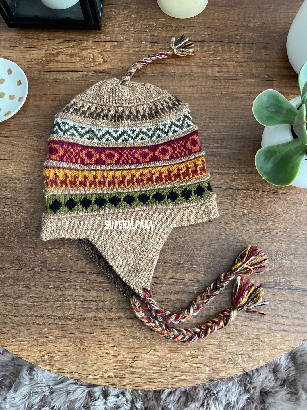 Peruvian Unisex Alpaca Fine Hat With Earflaps, Ear Flaps Hat, Chullo ...