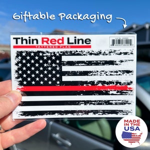 Stickios Thin Red Line Sticker - Firefighter Flag Sticker - American ...