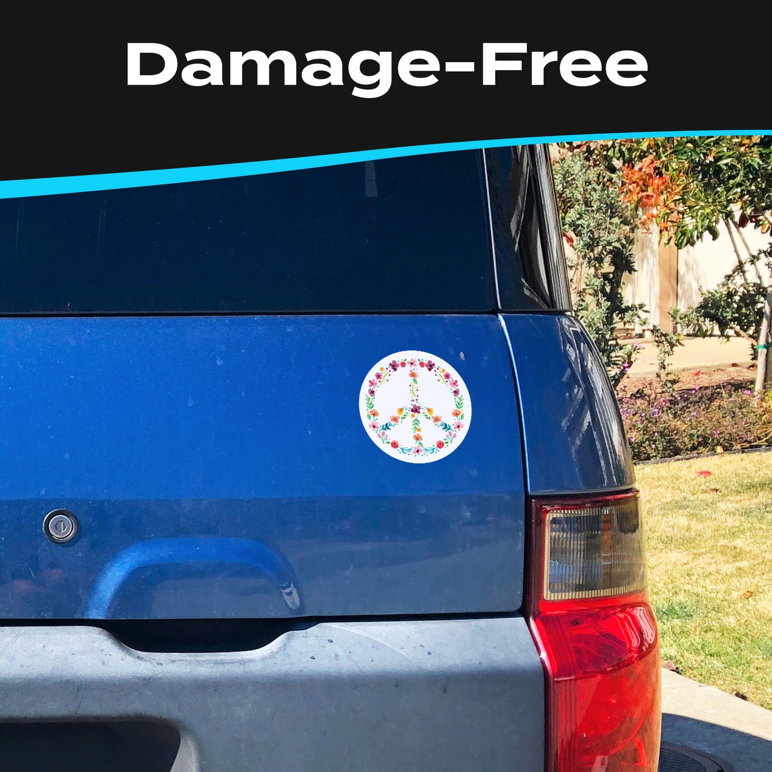 Peace Sticker Floral Peace Sign Hippy Car Decal Waterproof Bumper ...