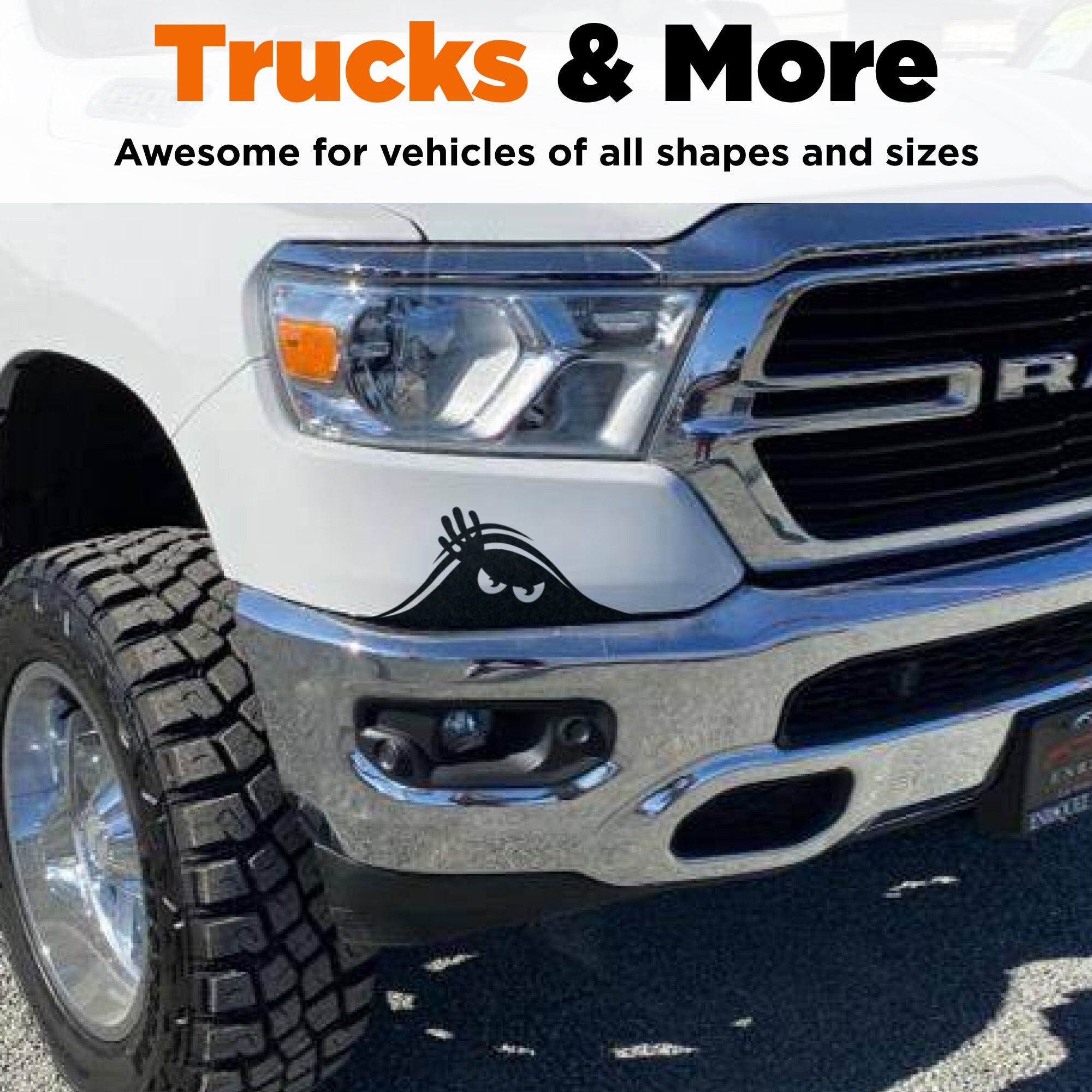 Peekaboo the Peeking Monster Bumper Sticker Black, Peel and Stick Vinyl ...