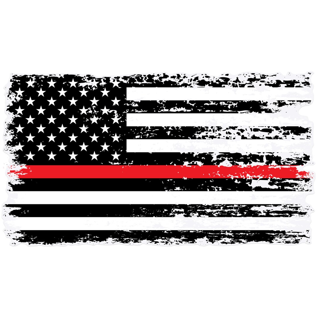 Stickios Thin Red Line Sticker - Firefighter Flag Sticker - American ...