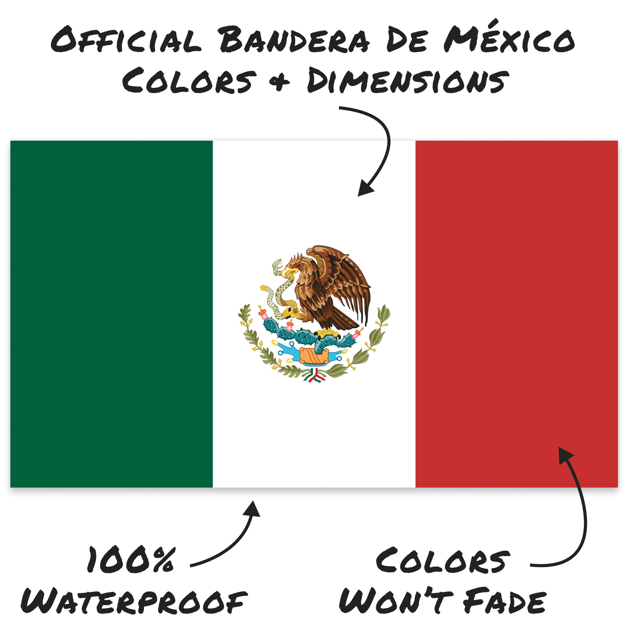 Mexico Flag Decal - Waterproof Mexico Sticker for Your Car, Truck ...