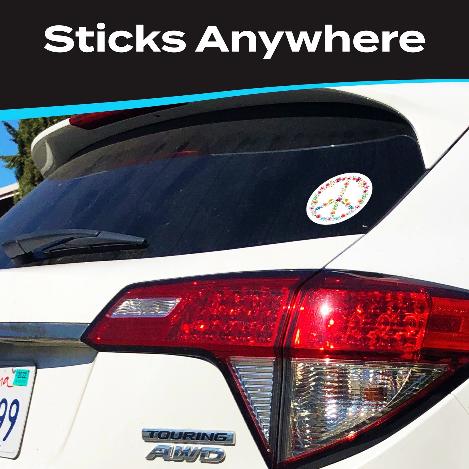 Peace Sticker Floral Peace Sign Hippy Car Decal Waterproof Bumper ...