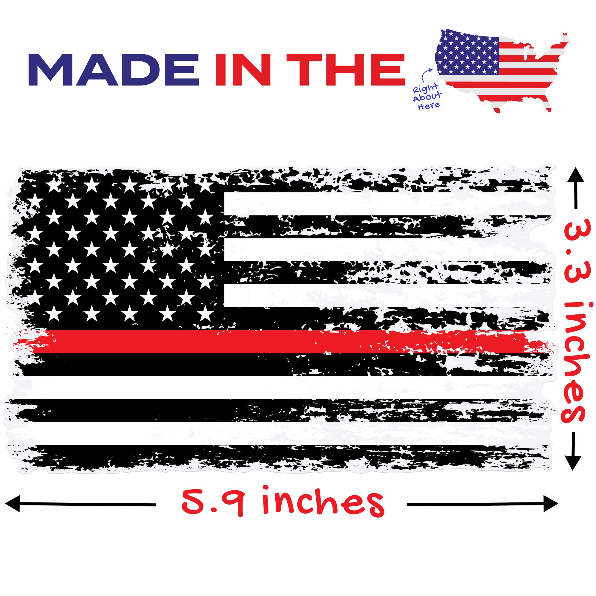 Stickios Thin Red Line Sticker - Firefighter Flag Sticker - American ...