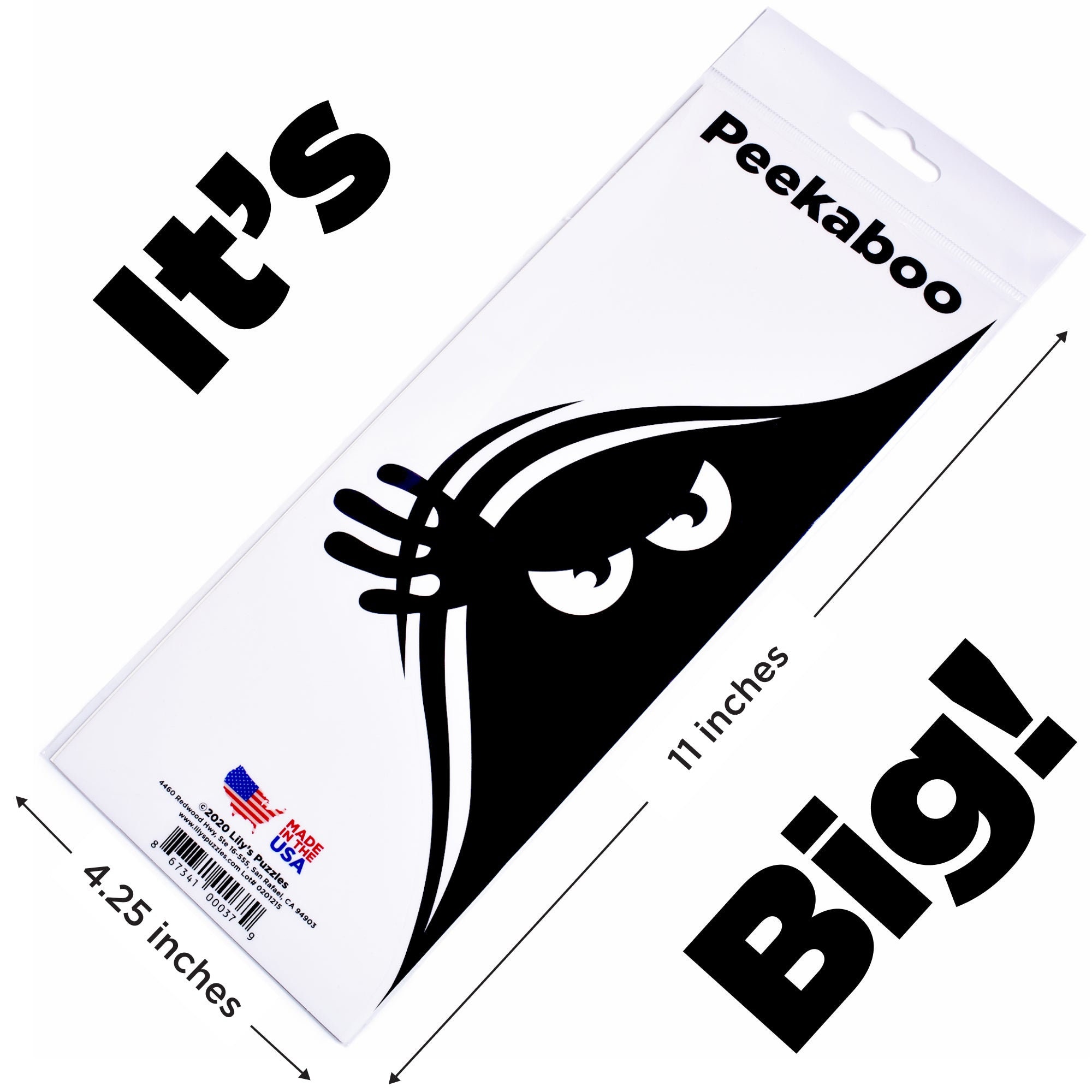 Peekaboo the Peeking Monster Bumper Sticker Black, Peel and Stick Vinyl ...