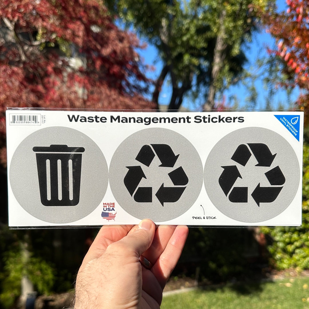 Trash, Recycle & Compost Bin Stickers (3 PCS) - Bubble-free, Removable ...