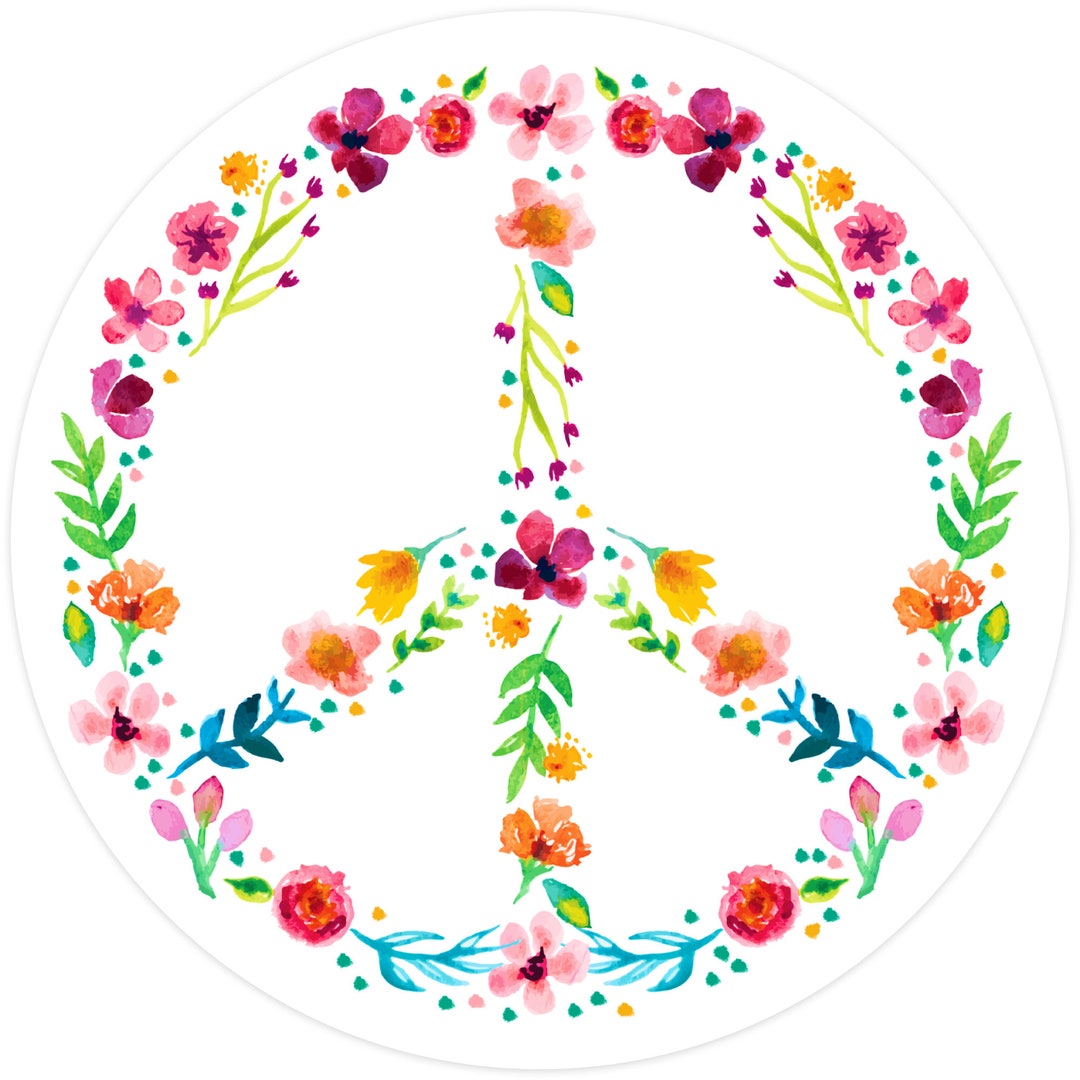 Peace Sticker - Floral Peace Sign Hippy Car Decal - Waterproof Bumper ...